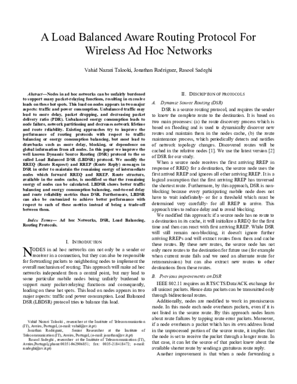 (PDF) A load balanced aware routing protocol for wireless ad hoc networks