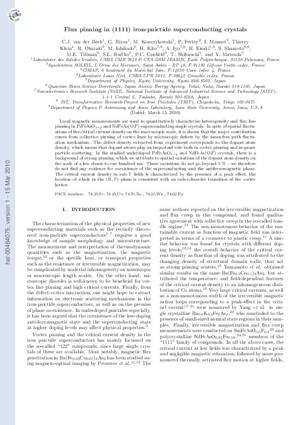 (PDF) Flux pinning in PrFeAsO_{0.9} and NdFeAsO_{0.9}F_{0.1} superconducting crystals