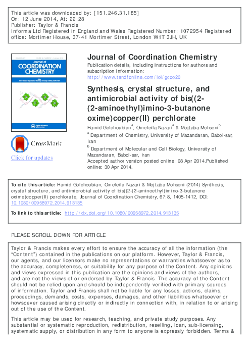 (PDF) Synthesis, crystal structure and antimicrobial studies of chlorido(dimethylsulfoxide-κS ...