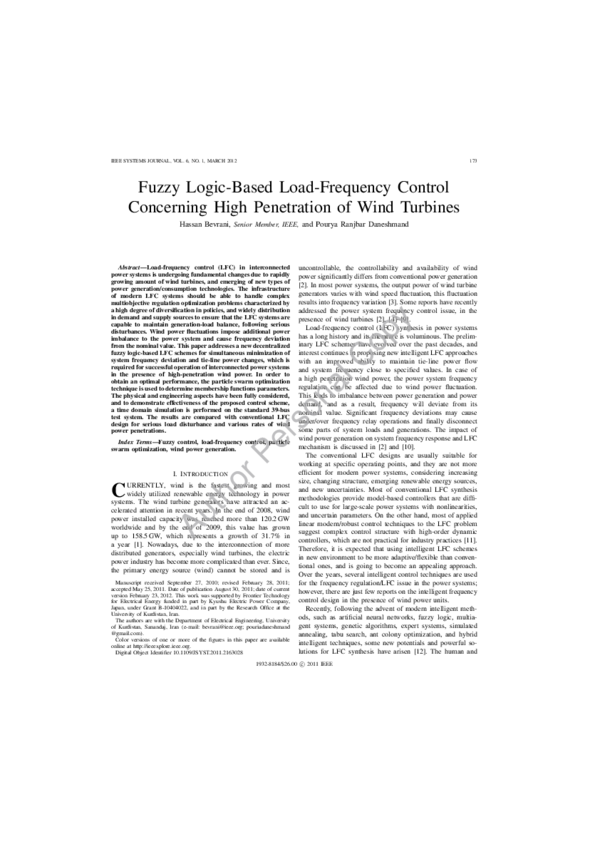 Pdf Fuzzy Logic Based Load Frequency Control Concerning High