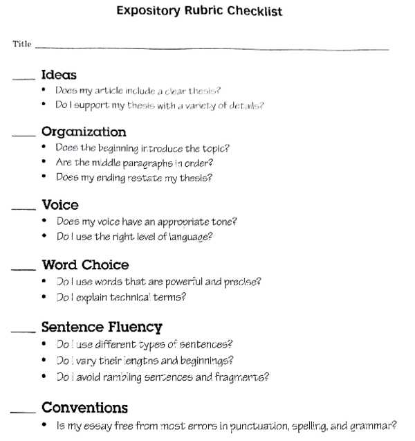 Expository Essay Checklist Pdf | Sitedoct.org