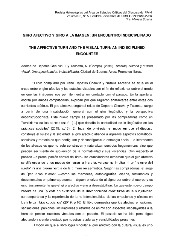 (PDF) Giro afectivo y giro a la imagen: un encuentro indisciplinado