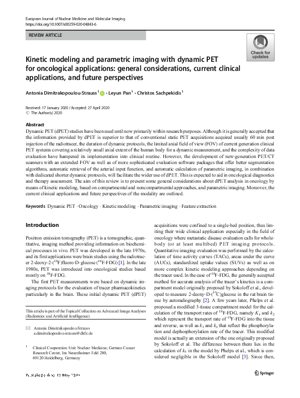 (PDF) Kinetic modeling and parametric imaging with dynamic PET for oncological applications ...