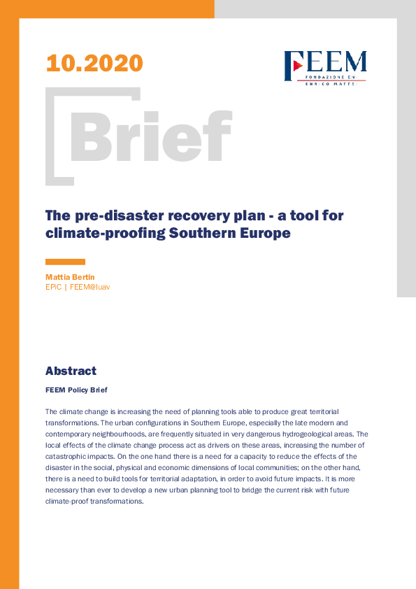 (PDF) The pre-disaster recovery plan - a tool for climate-proofing ...