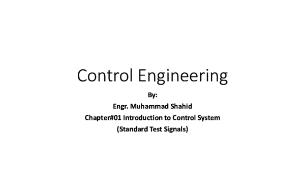 (PDF) Control Engineering (Standard test signals)