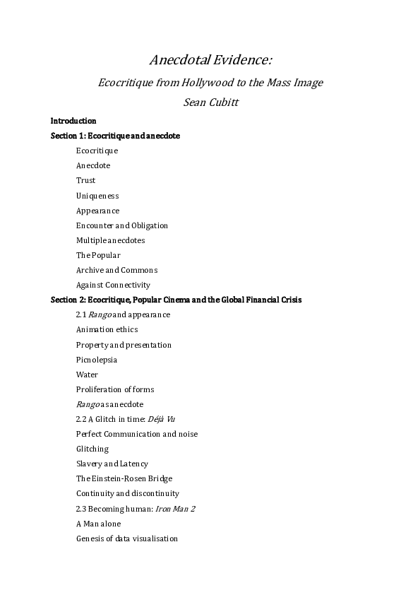 (PDF) Anecdotal Evidence: Introduction (pre-proof)