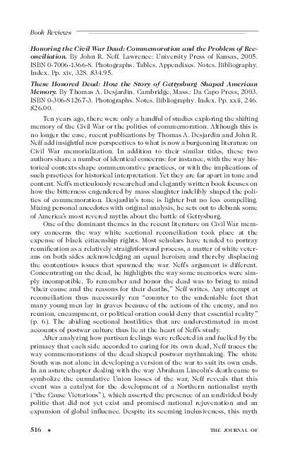 (PDF) Honoring the Civil War Dead: Commemoration and the Problem of ...