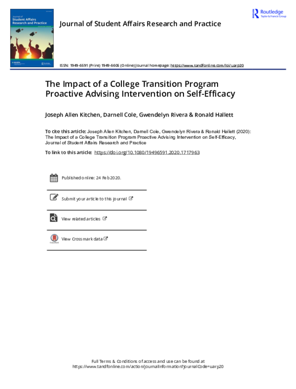(PDF) The Impact of a College Transition Program Proactive Advising ...