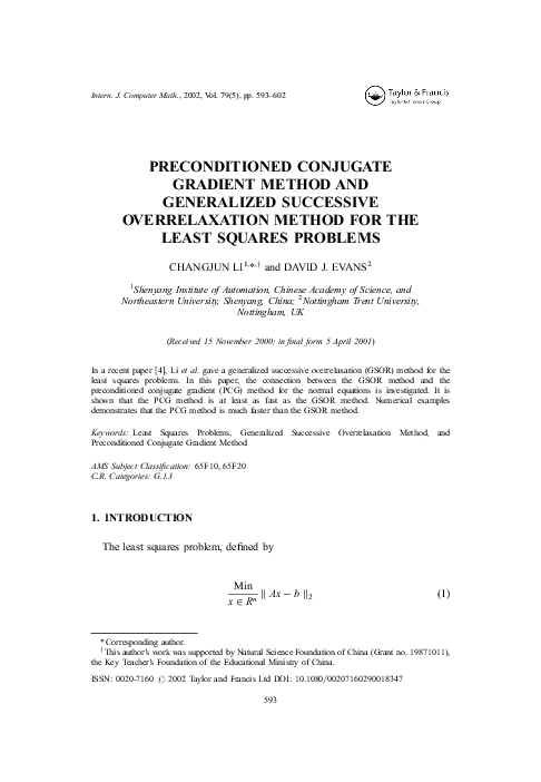Pdf Preconditioned Conjugate Gradient Method And Generalized