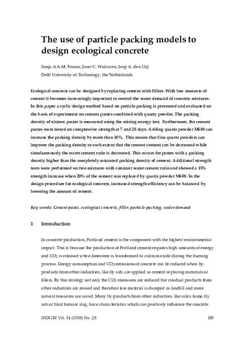 (PDF) The use of particle packing models to design ecological concrete