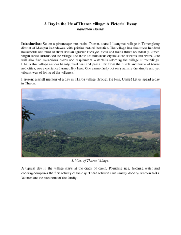 (PDF) A Day in the life of Tharon village: A Pictorial Essay