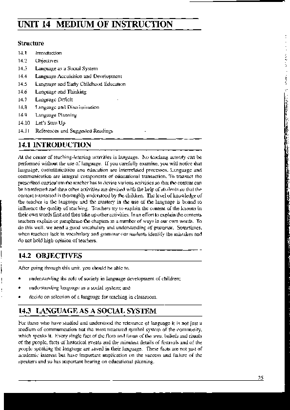 (PDF) UNIT 14 MEDIUM OF INSTRUCTION Structure | POORVI SINGHAL ...
