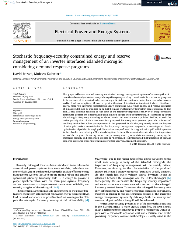 (PDF) Stochastic frequency-security constrained energy and reserve management of an inverter ...