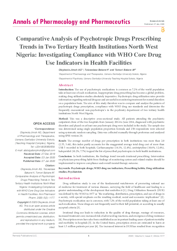 (PDF) Comparative analysis of psychotropic drugs prescribing trends ...