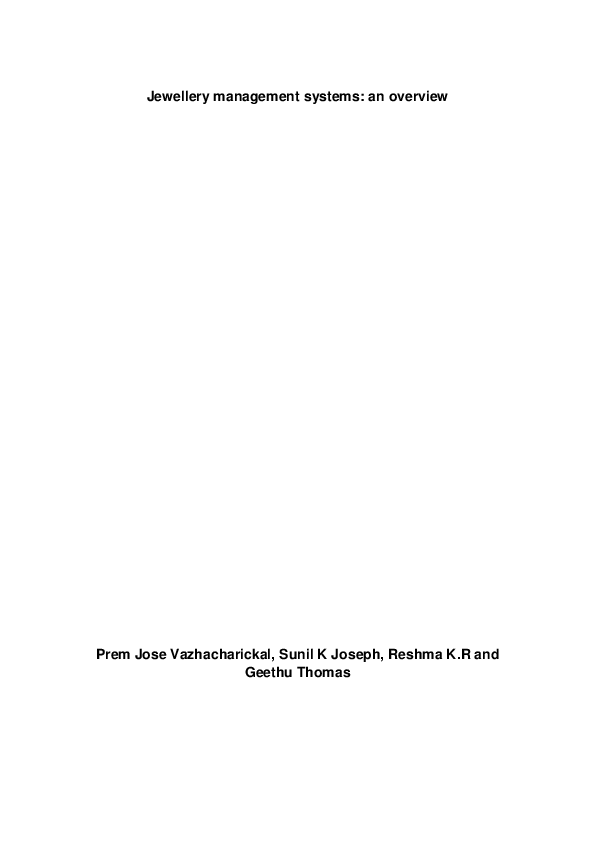 (PDF) Jewellery management systems: an overview