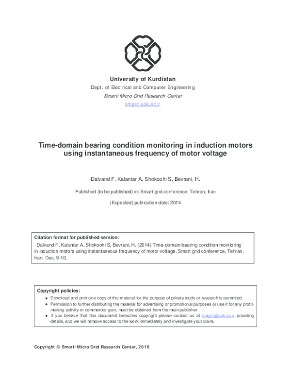 (PDF) University of Time-domain bearing condition monitoring in induction motors using ...
