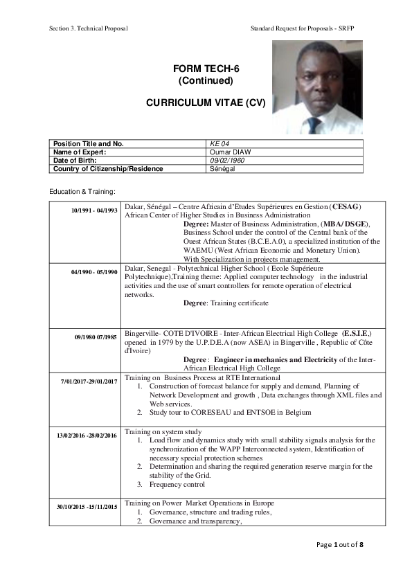 (PDF) Section 3. Technical Proposal Standard Request for Proposals -SRFP