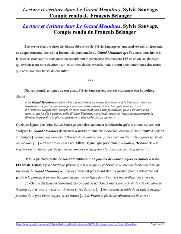 le grand meaulnes analyse pdf