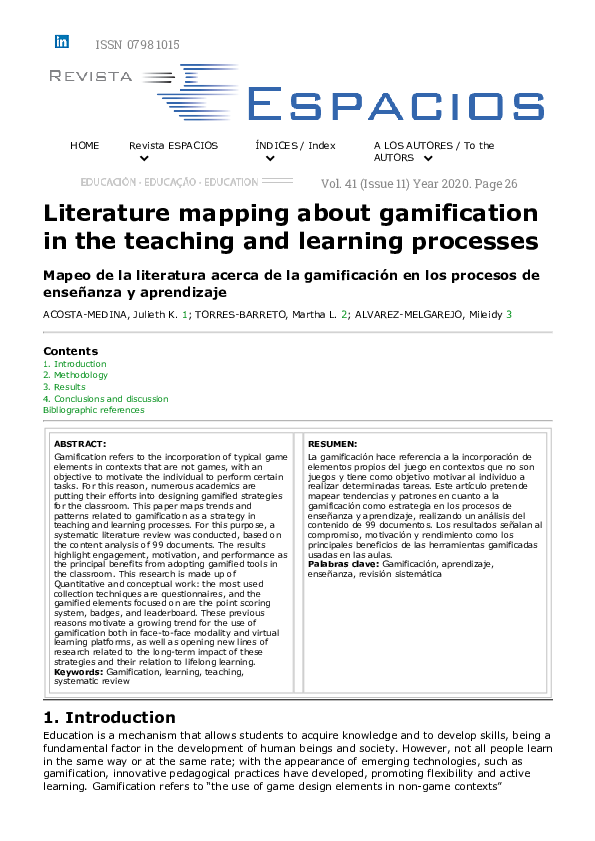 (PDF) Literature mapping about gamification in the teaching and ...
