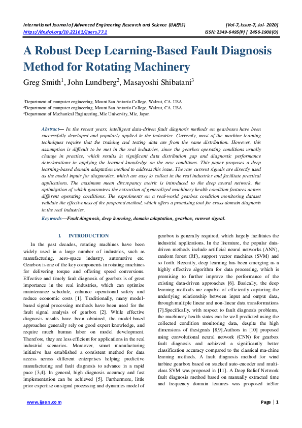 (PDF) A Robust Deep Learning-Based Fault Diagnosis Method for Rotating Machinery