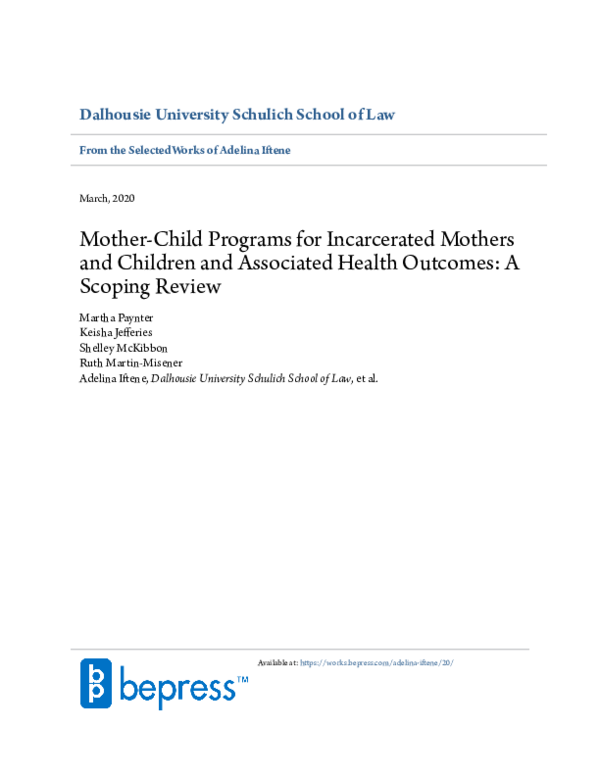 (PDF) Mother-Child Programs for Incarcerated Mothers and Children and ...