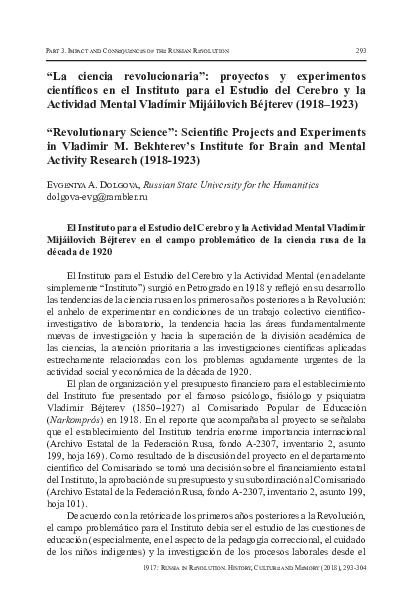 (PDF) “La ciencia revolucionaria”: proyectos y experimentos científicos ...