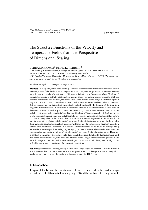 (PDF) The Structure Functions of the Velocity and Temperature Fields from the Perspective of ...