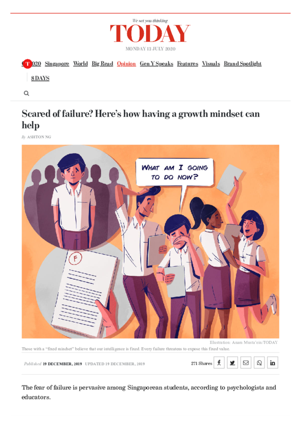 (PDF) Scared of failure? Here's how having a growth mindset can help ...