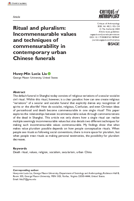 (PDF) Ritual and pluralism: Incommensurable values and techniques of ...