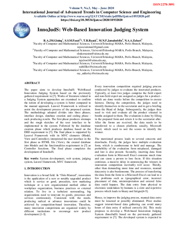 (PDF) InnoJudS: Web-Based Innovation Judging System