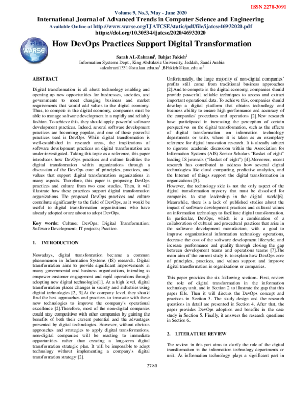 Pdf How Devops Practices Support Digital Transformation
