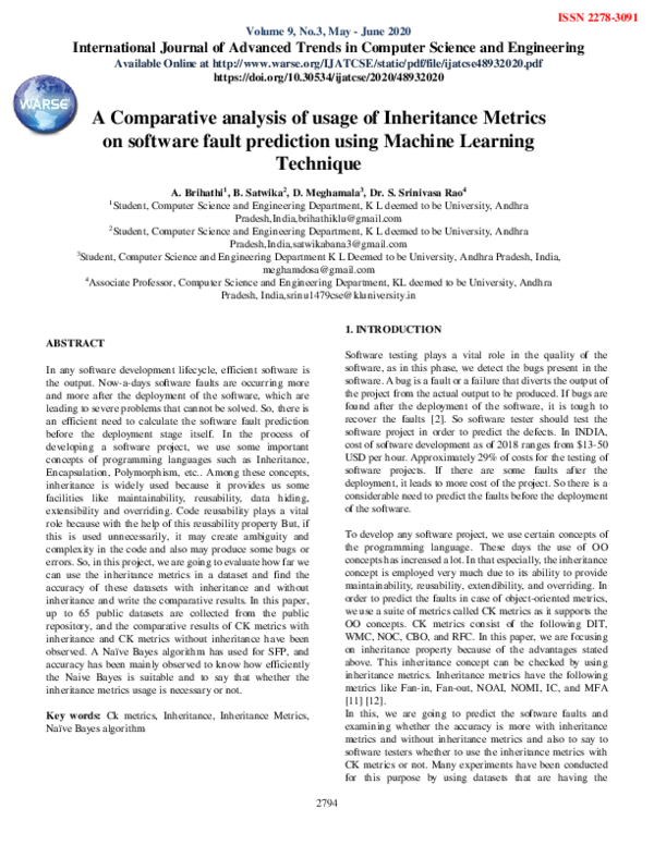 Pdf A Comparative Analysis Of Usage Of Inheritance Metrics On