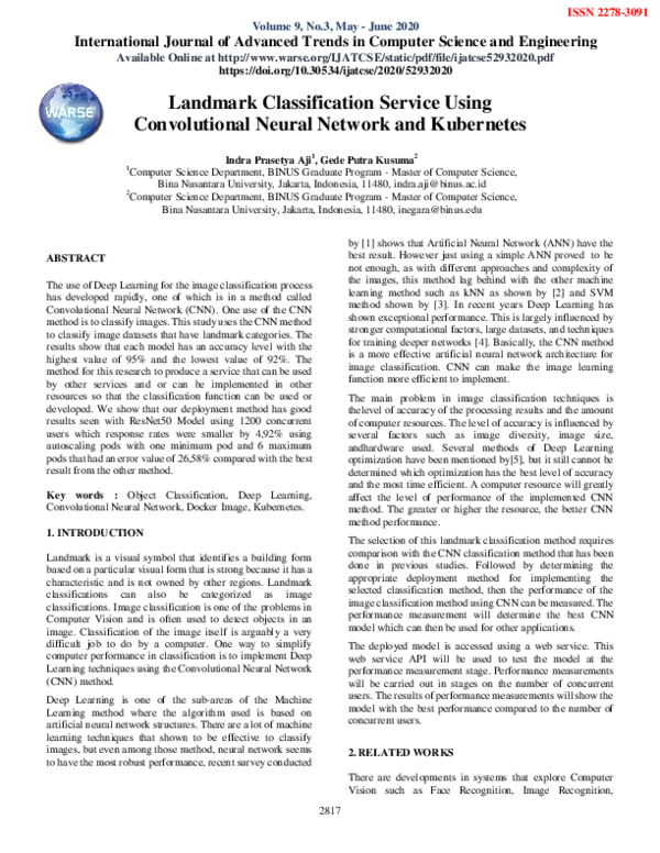 Pdf Landmark Classification Service Using Convolutional Neural Network And Kubernetes 1172