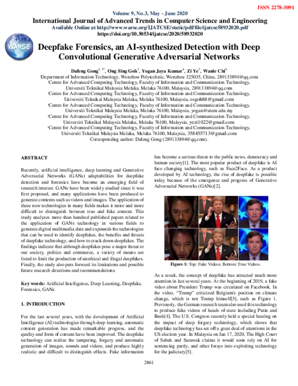 Pdf Deepfake Forensics An Ai Synthesized Detection With Deep
