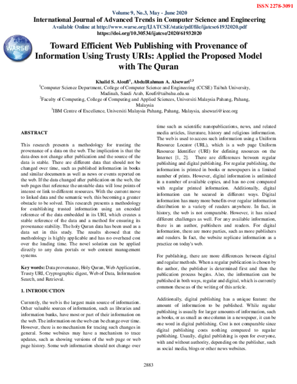 (PDF) Toward Efficient Web Publishing with Provenance of Information ...