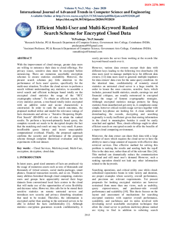 (PDF) Efficient Multi-User and Multi-Keyword Ranked Search Scheme for Encrypted Cloud Data