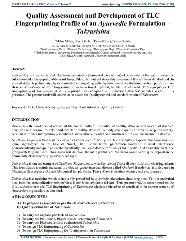 (PDF) Quality Assessment and Development of TLC Fingerprinting Profile ...