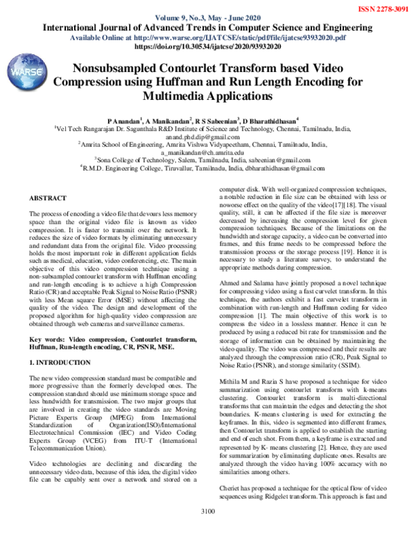 (PDF) Nonsubsampled Contourlet Transform based Video Compression using ...