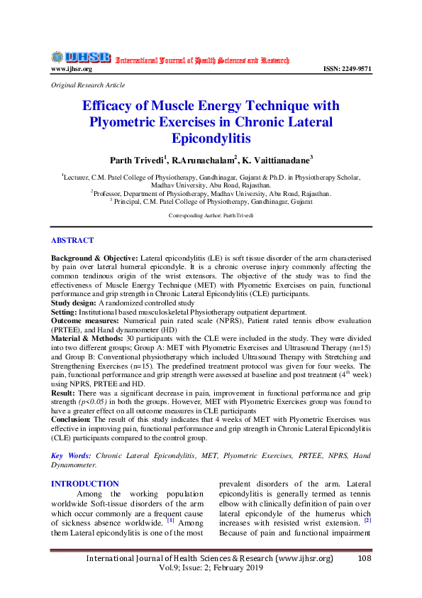 (PDF) Efficacy of Muscle Energy Technique with Plyometric Exercises in ...