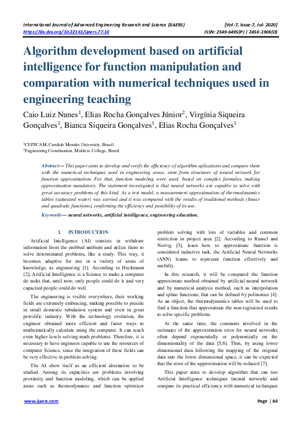(PDF) Algorithm development based on artificial intelligence for ...