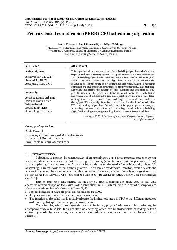 (PDF) Priority based round robin (PBRR) CPU scheduling algorithm (PDF) Priority based round robin (PBRR) CPU scheduling algorithm