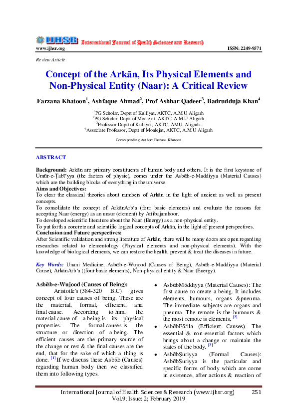 (PDF) Concept of the Arkān, Its Physical Elements and Non-Physical ...