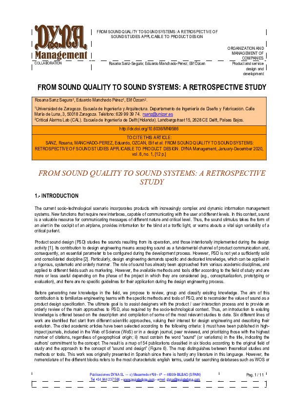 (PDF) FROM SOUND QUALITY TO SOUND SYSTEMS: RETROSPECTIVE OF SOUND ...