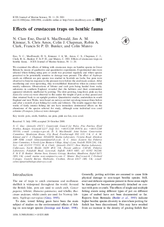 (PDF) Effects of crustacean traps on benthic fauna