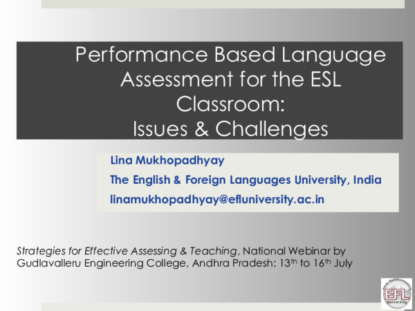 (PDF) Performance Based Language Assessment for the ESL Classroom ...