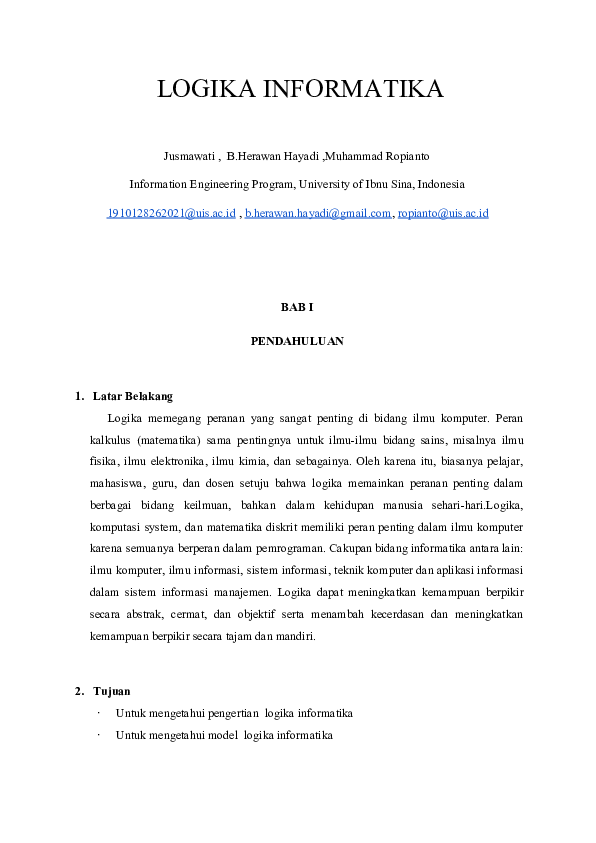 (PDF) LOGIKA INFORMATIKA