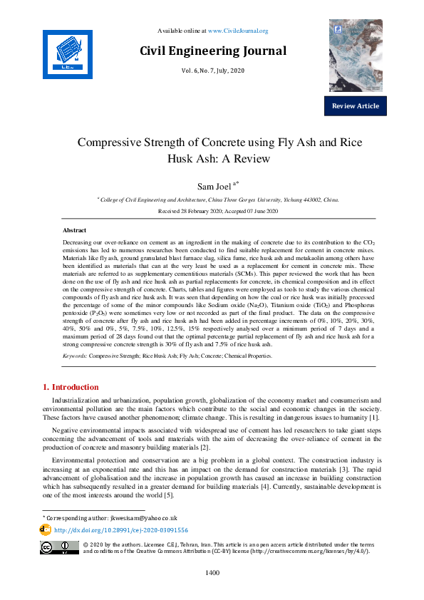 (PDF) Compressive Strength of Concrete using Fly Ash and Rice Husk Ash ...