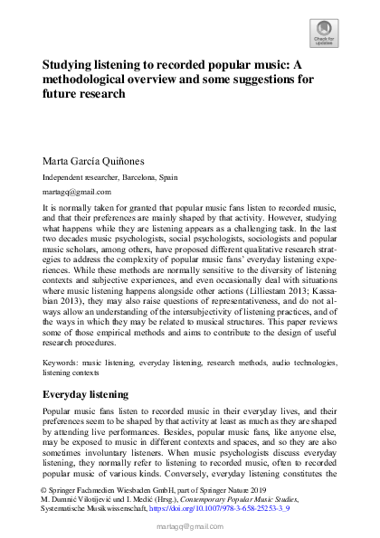 (PDF) Studying listening to recorded popular music: A methodological ...
