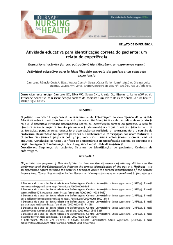 (PDF) Educational activity for correct patient identification: an ...