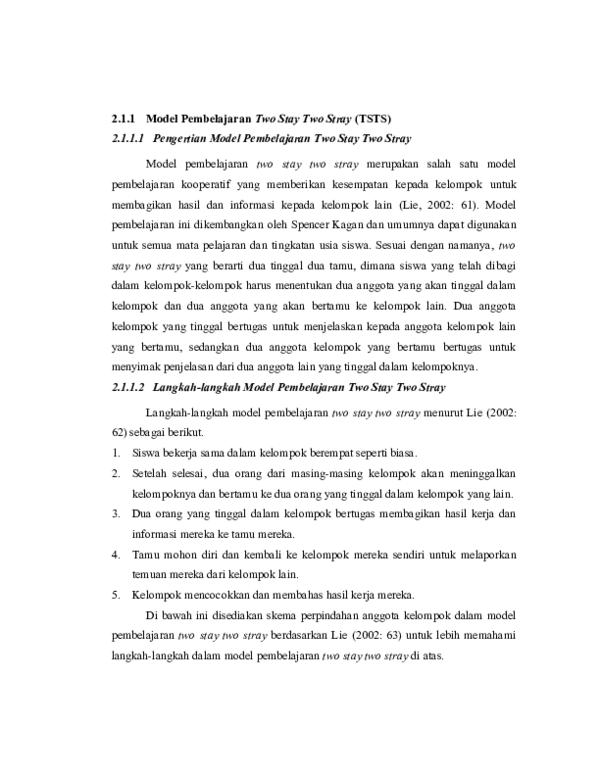 (DOC) Model Pembelajaran Two Stay Two Stray (TSTS)